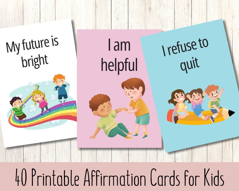Affirmation Cards for Kids Printable, Self Esteem Boosting, Positive ...