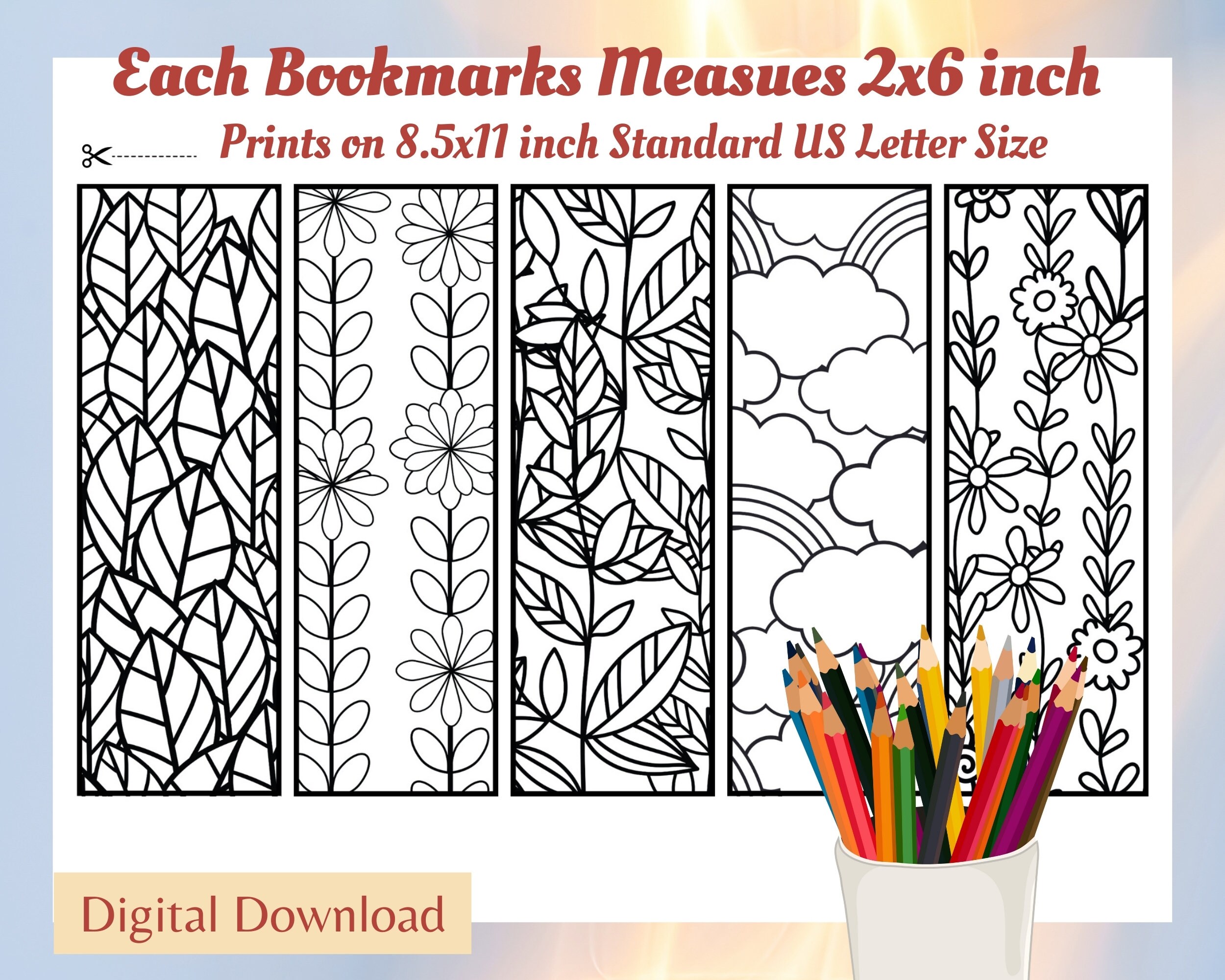 Spring Themed Bookmarks, Coloring Bookmarks for Adults, Kids Coloring ...