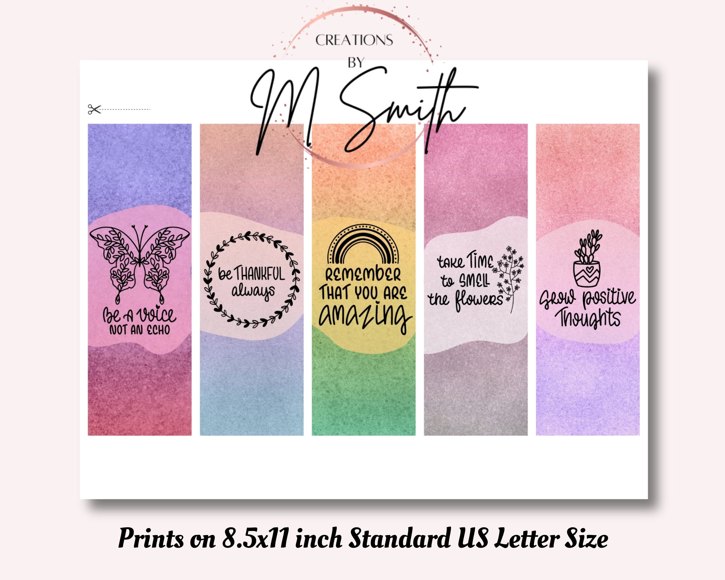 Positive Vibes Bookmarks Printable, Inspirational Gifts, Motivational ...