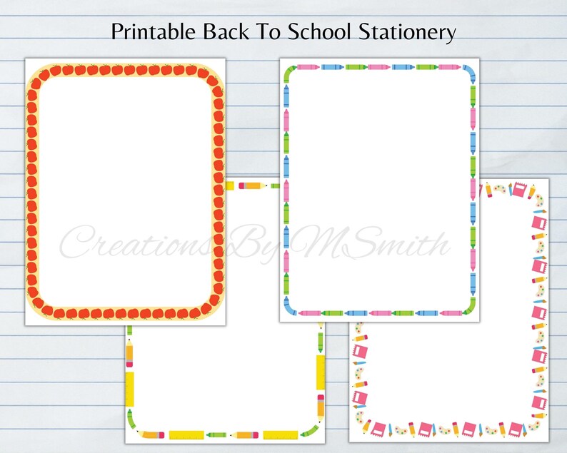 Back to School Printable Stationery: Lined & Unlined Paper (digital ...