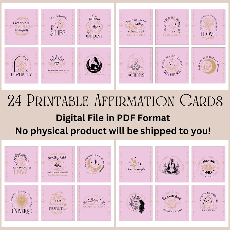 Self Love Affirmation Cards Celestial Cards Printable Affirmations