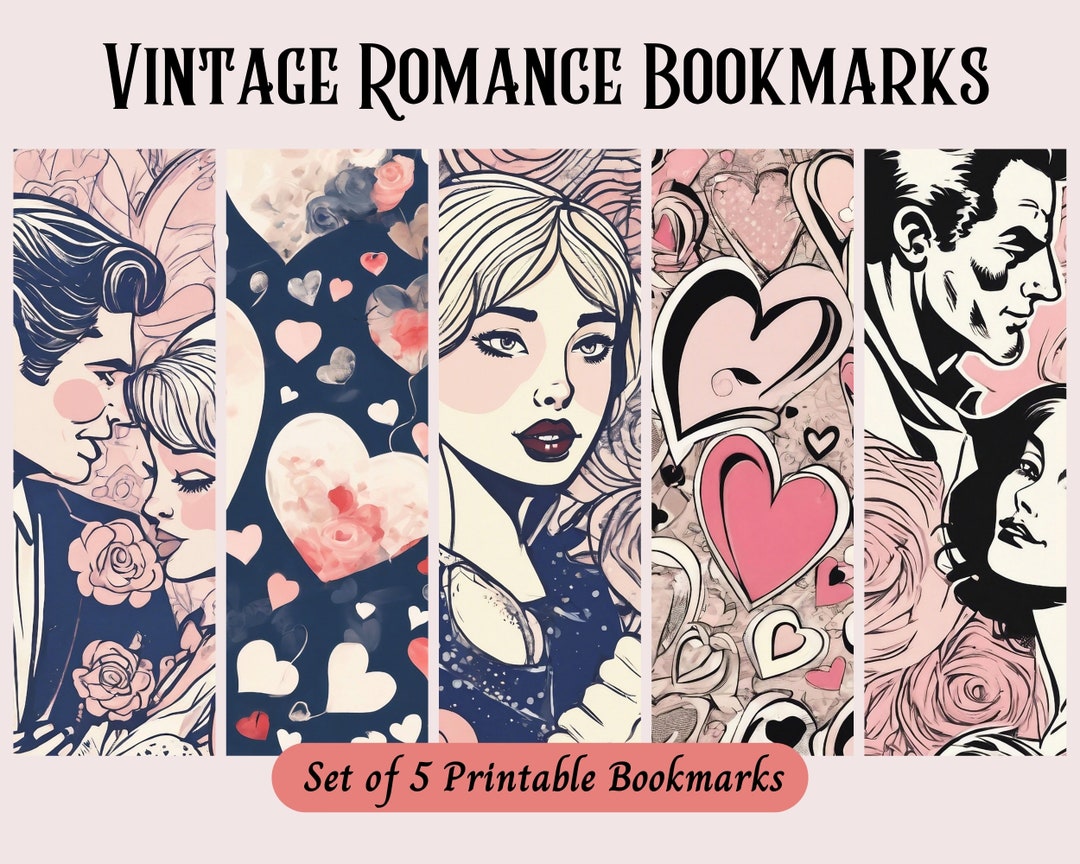 Vintage Romance Bookmarks Printable, Love Story Bookmarks, Book Lover ...