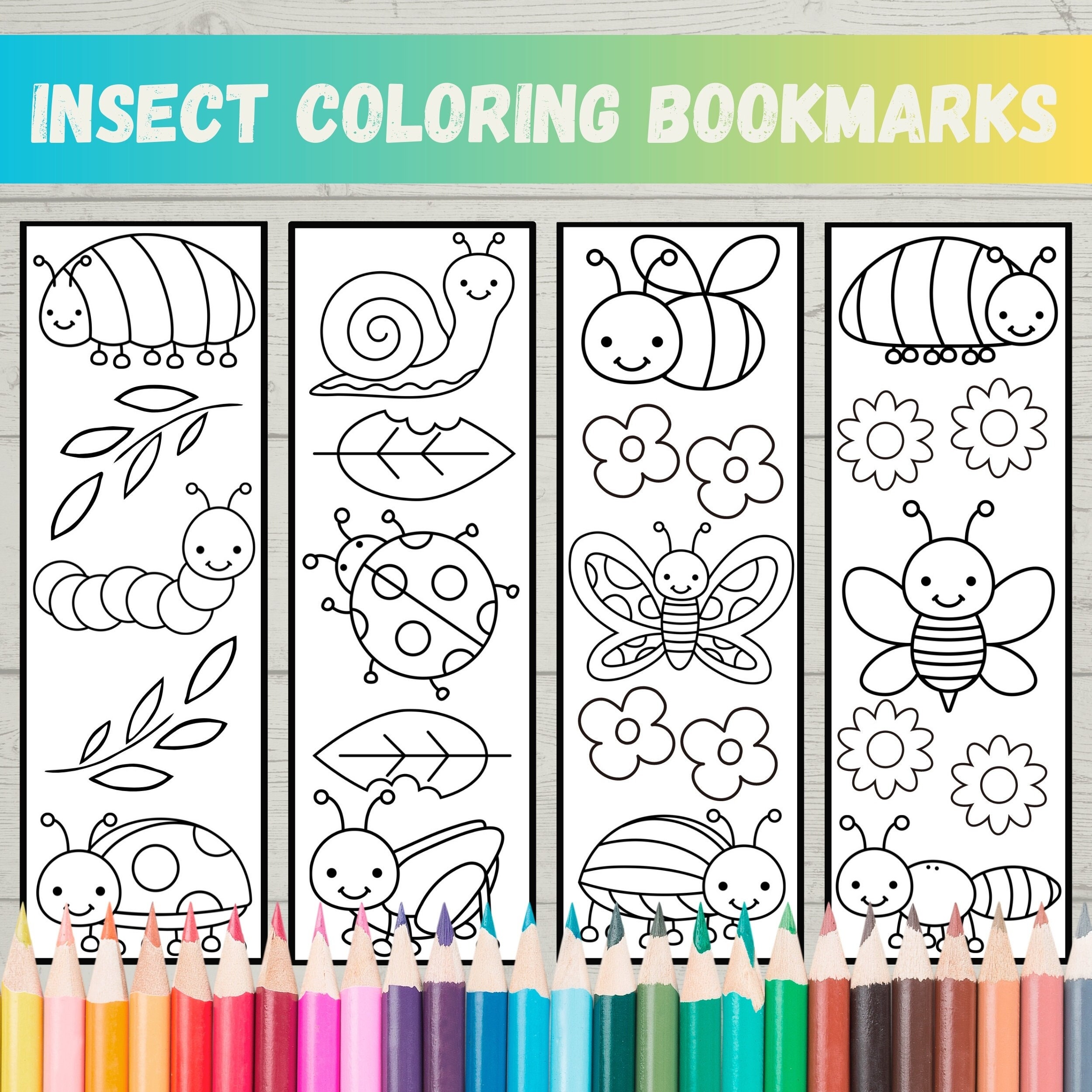 Bugs and Insects Coloring Bookmarks for Kids (PDF) - Etsy