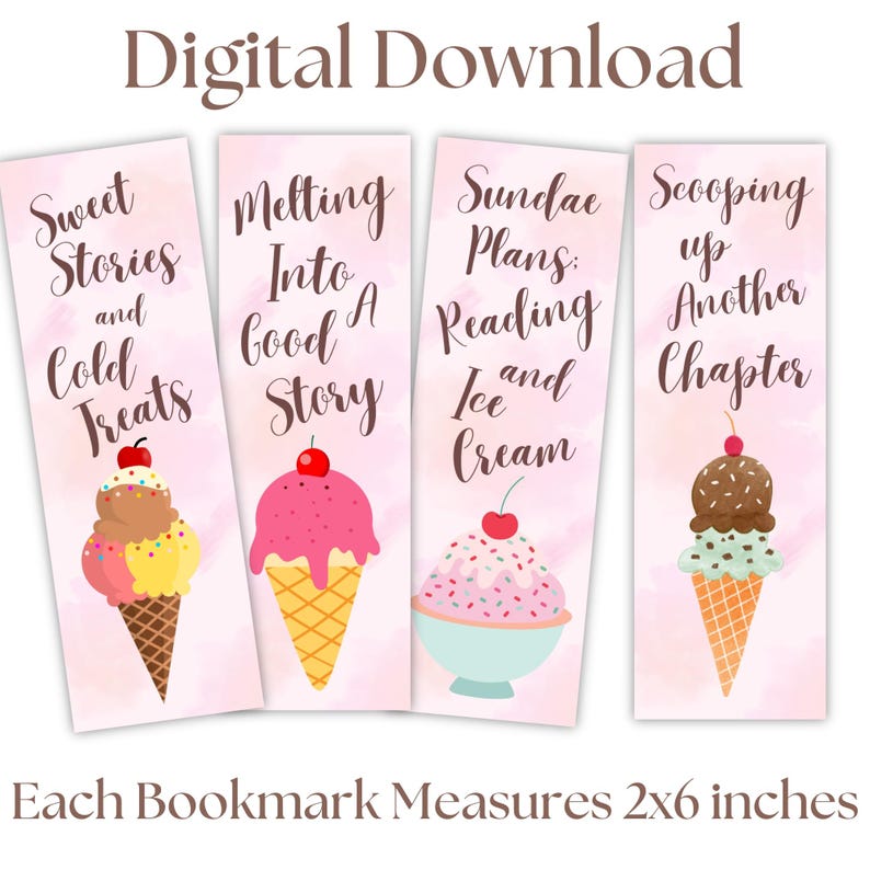 Printable Ice Cream Bookmarks, Cute Summer-themed Bookmarks for Kids ...