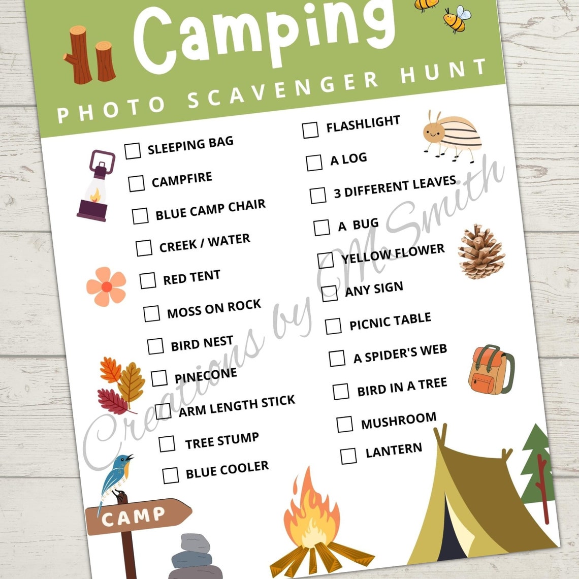Camping Scavenger Hunt, Kids Scavenger Hunt, Printable Camping ...