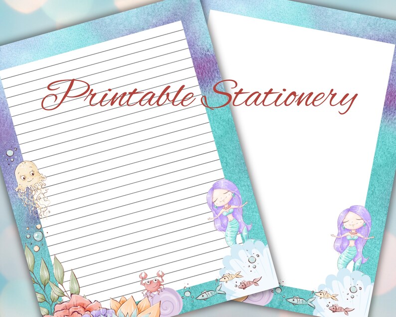 Mermaid Writing Paper, Sea Life Stationery, Kids Creative Writing Paper ...
