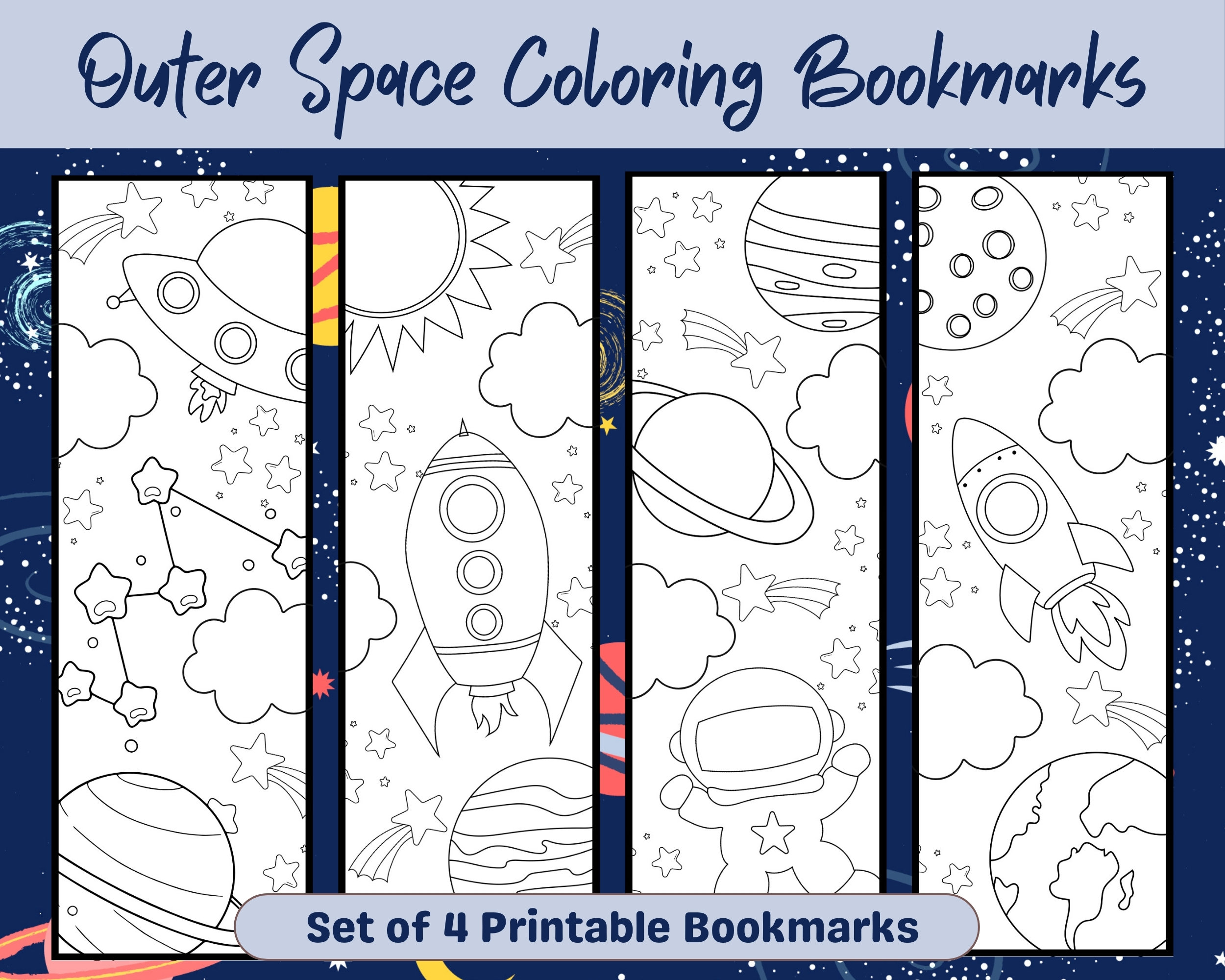 Printable Outer Space Kids Coloring Bookmarks, Coloring Bookmarks ...