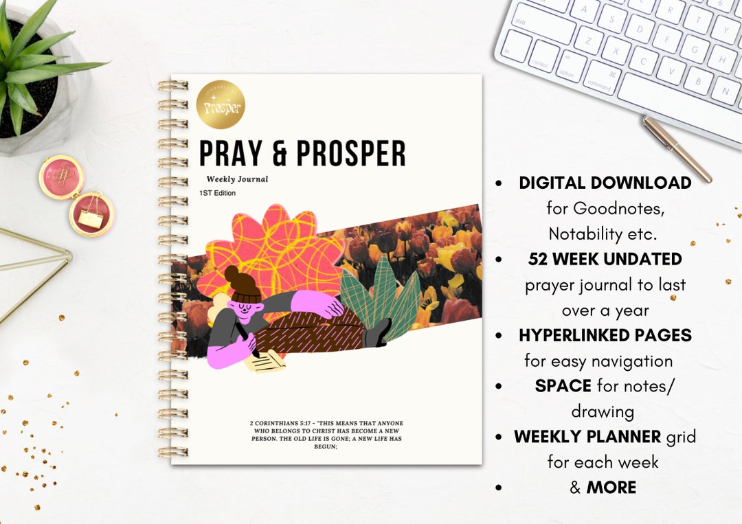 Pray & Prosper Weekly Prayer Journal Hyperlinked Christian - Etsy