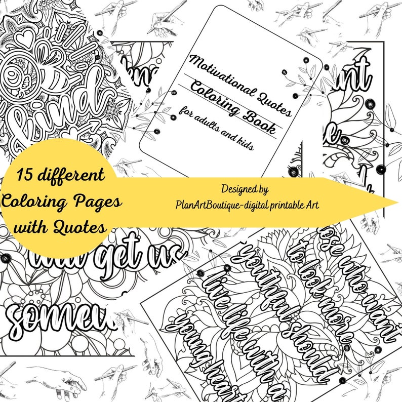 Coloring Book Pages 15 QUOTES Printable Digital Large Sheets - Etsy