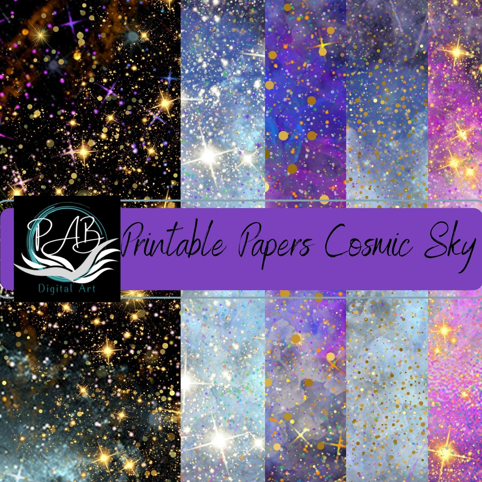 Printable Digital Paper COSMIC SKY 5 Large Sheets for Decoupage,arts ...