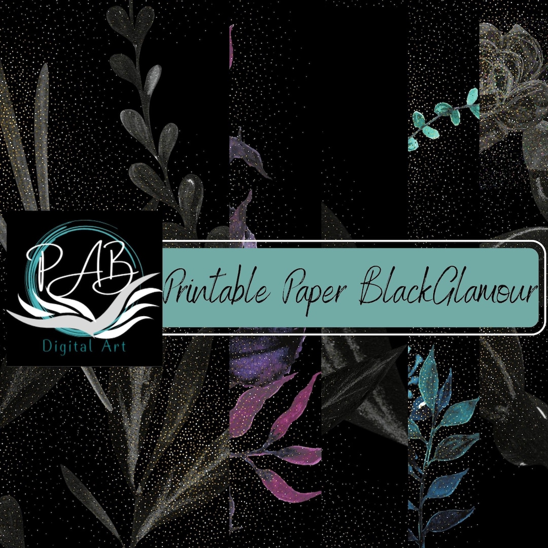 Printable Digital Paper BLACK GLAMOUR 5 Large Sheets for Decoupage,arts ...