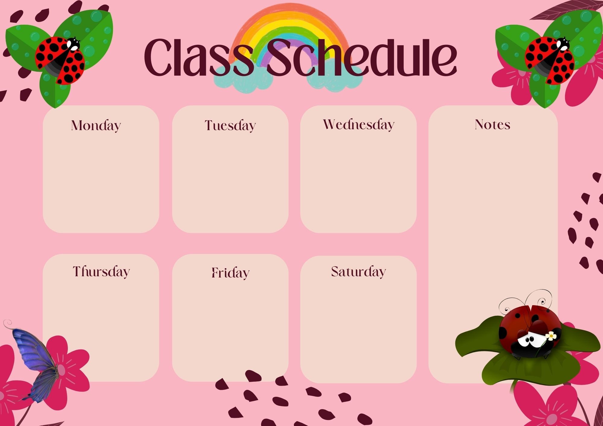 School Class Weekly Schedule Planner,5 Different Files Bundle Digital ...