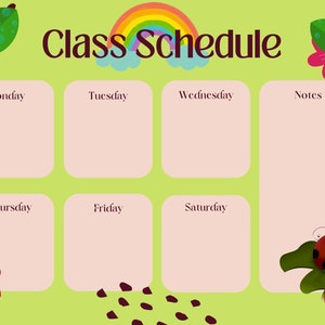 School Class Weekly Schedule Planner,5 Different Files Bundle Digital ...
