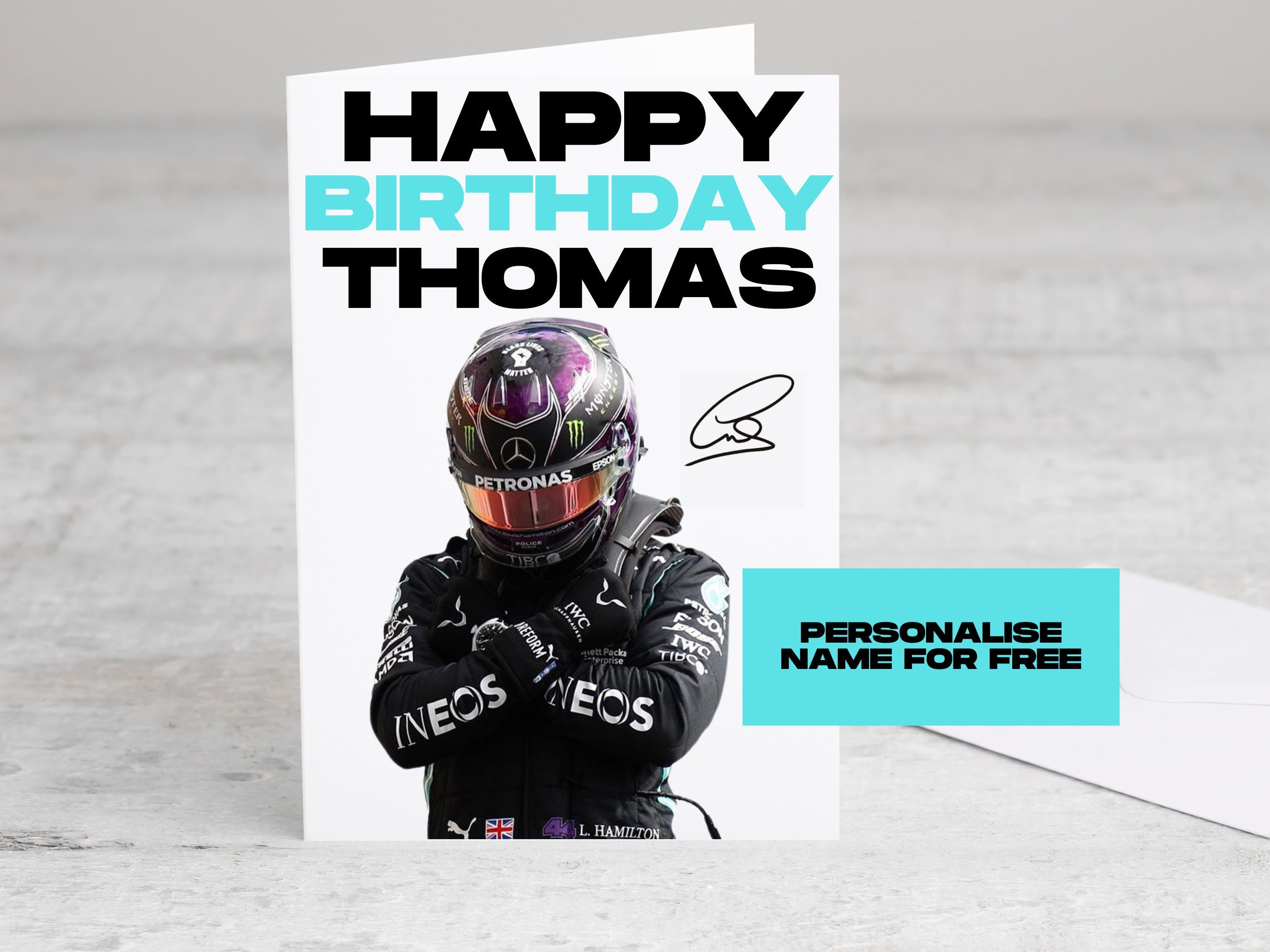 F1 Birthday Card Lewis Hamilton Personalise Name for Free - Etsy