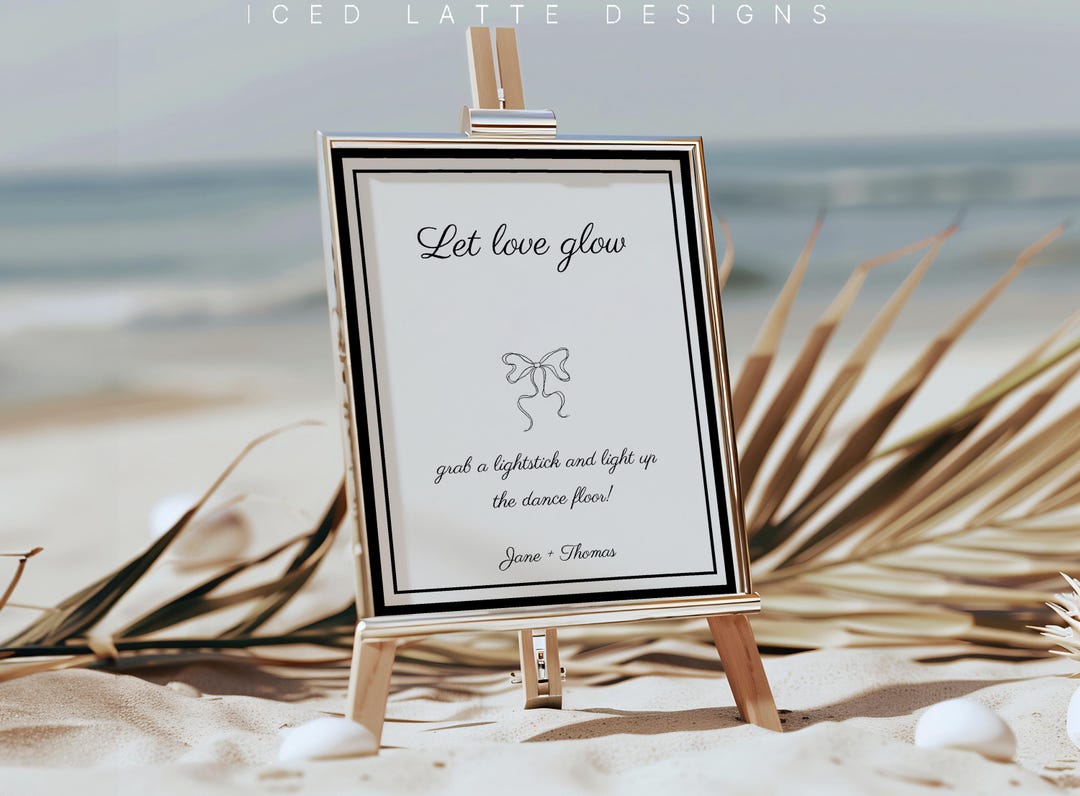 JANE Minimalist Glow Sticks Template, Modern Wedding Sign Printable ...