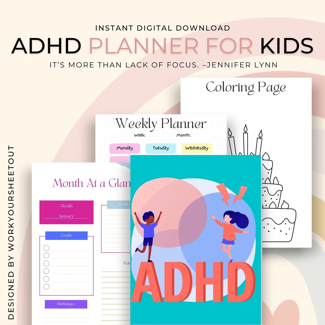 Printable ADHD Planner for Kids, ADHD Kids Planner, ADHD Journal, Adhd ...