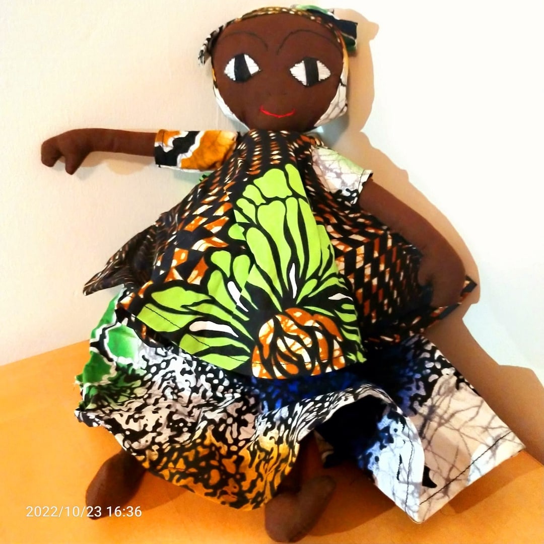 African Fabric Rag Doll, Ankara Dress Doll, Black Doll, Brown Doll ...