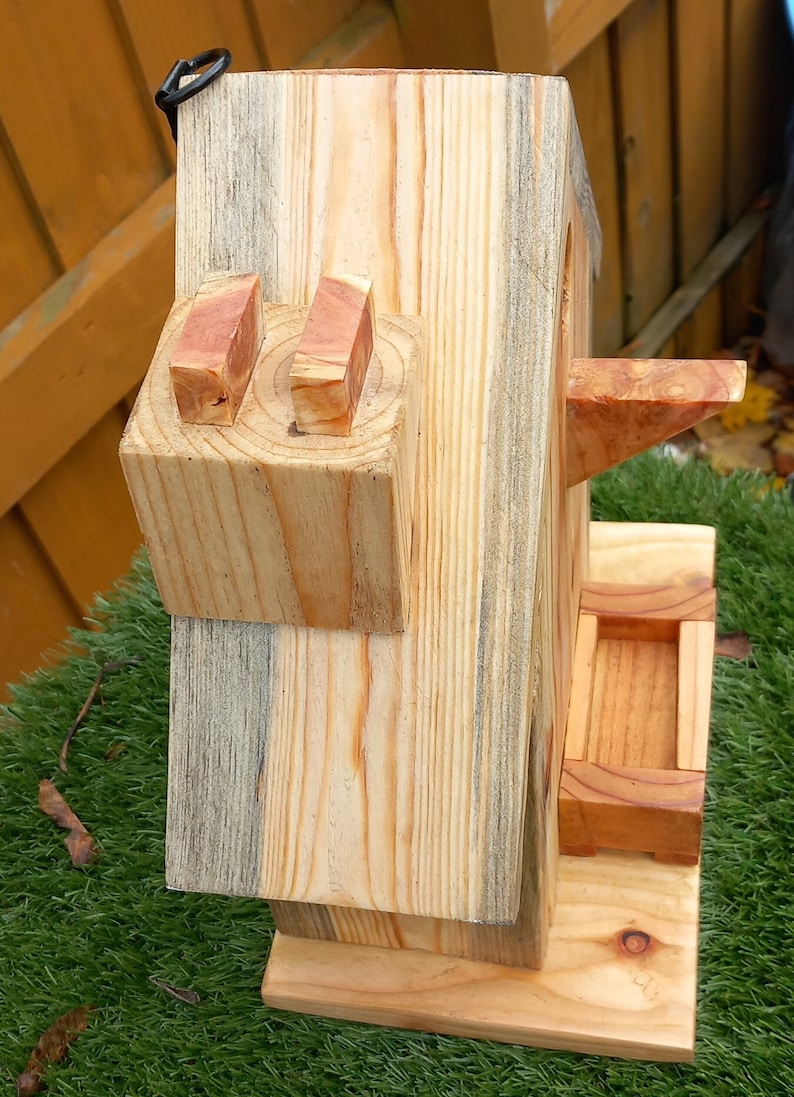 Unique Handmade Solid Wood Birdhouse With Feeder/ Nest Box With ...