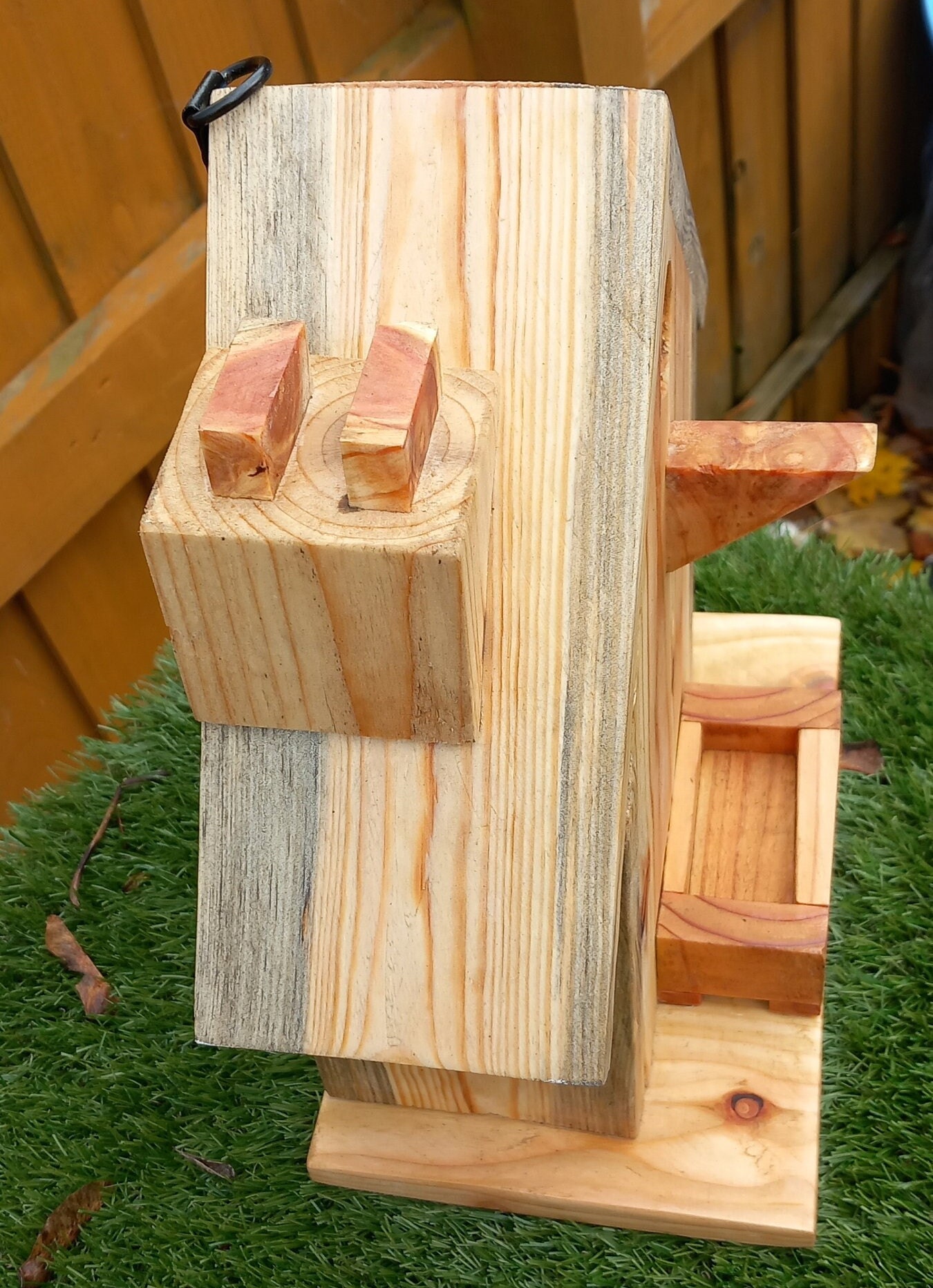 Unique Handmade Solid Wood Birdhouse With Feeder/ Nest Box With ...