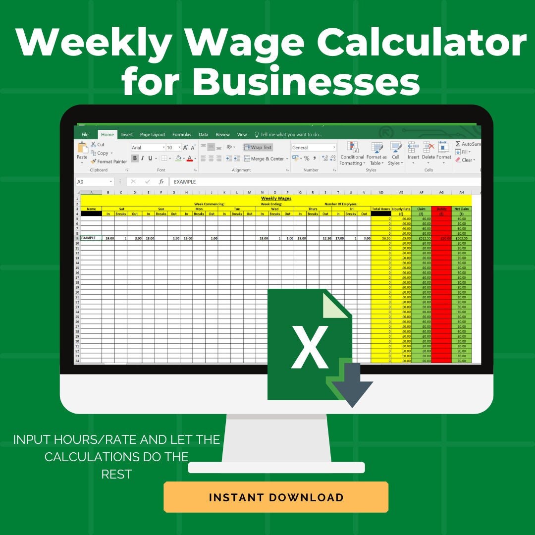 Weekly Employee Wage Calculator for Businesses FREE Employee - Etsy