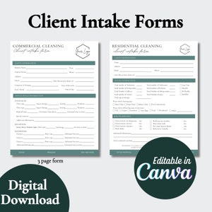 Cleaning Service Business Templates: Editable Forms Bundle (digital ...