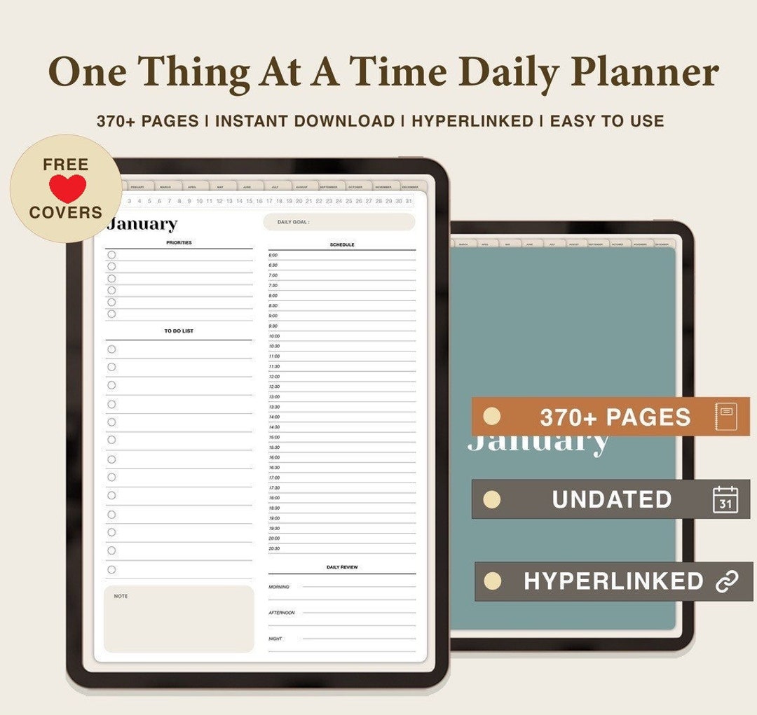 One Thing at A Time Daily Planner by Paperpree - Etsy