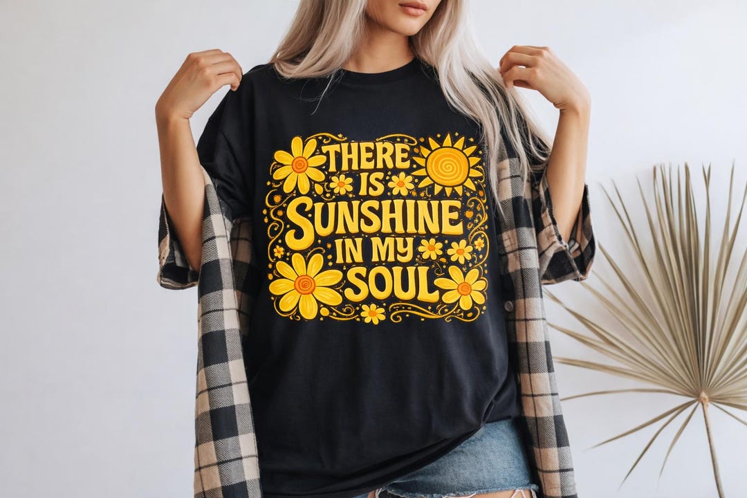 Sunshine Soul Retro Floral PNG, Boho Daisy Sun Graphic (digital ...