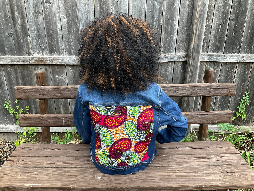 Denise Toney Designs Red African Paisley Print Jean Jacket - Etsy