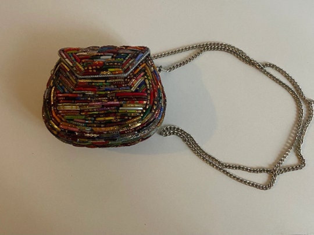 Tara Glass Wedding Bangle Hard Shell Handbag Multi Color Silver Tone ...