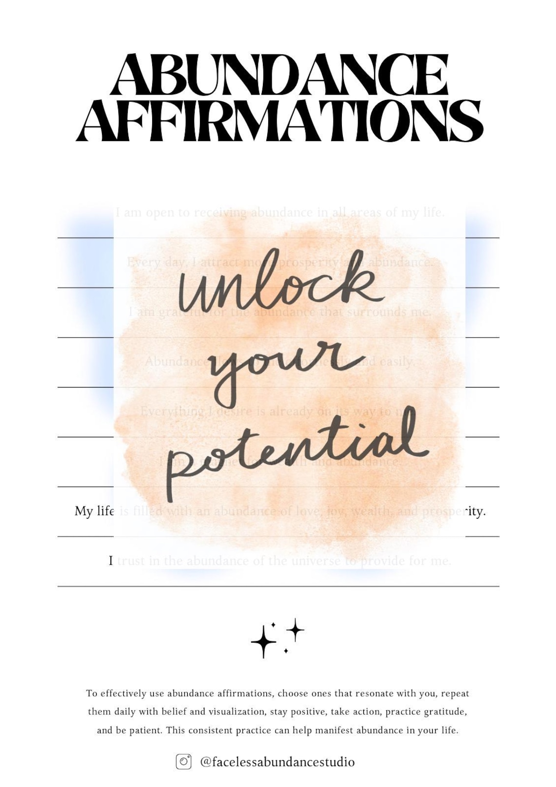 Printable Abundance Affirmations PDF | Daily Positive Affirmations for ...