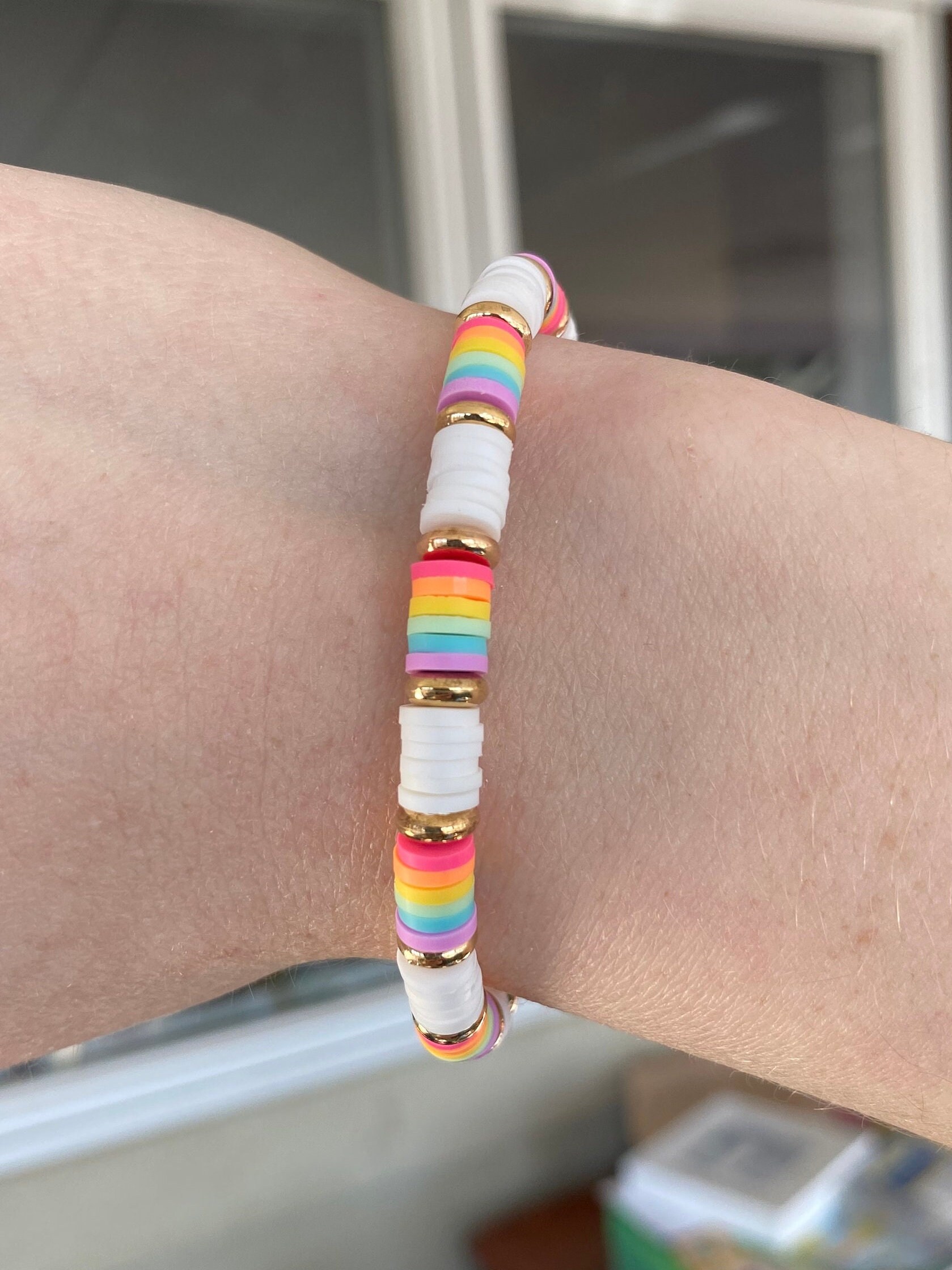 Rainbow Blast Clay Bead Bracelet - Etsy