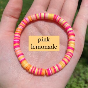 Simple Clay Bead Bracelet | Preppy Summer Bracelet | Heishi Bead Stretch Bracelet | Coconut Girl ...