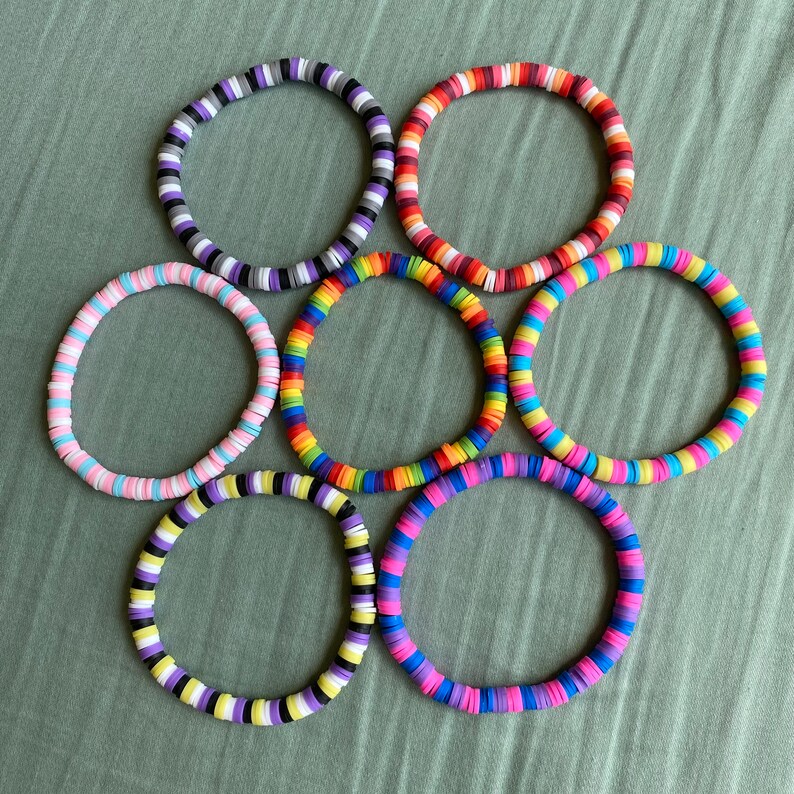 LGBTQ Pride Flag Clay Bead Stretch Bracelet Transgender - Etsy