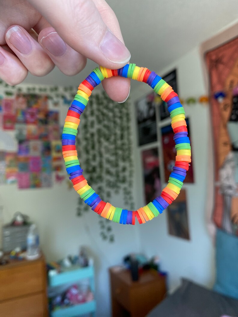 LGBTQ Pride Flag Clay Bead Stretch Bracelet Transgender - Etsy