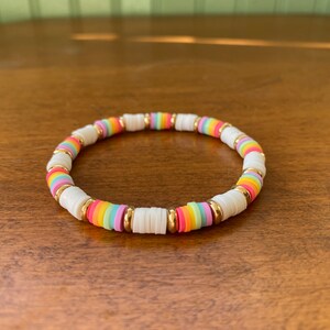Rainbow Blast Clay Bead Bracelet - Etsy
