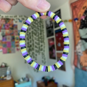 LGBTQ Pride Flag Clay Bead Stretch Bracelet | Transgender, Lesbian ...