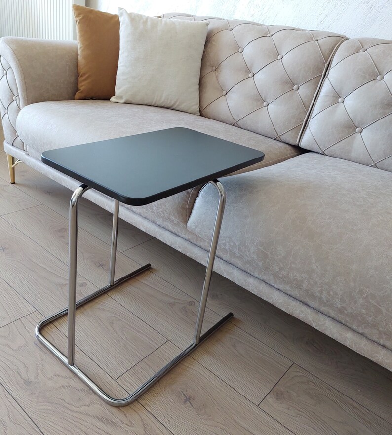C-shaped Side Table/steel Chrome Plated Legs and Wooden Table - Etsy