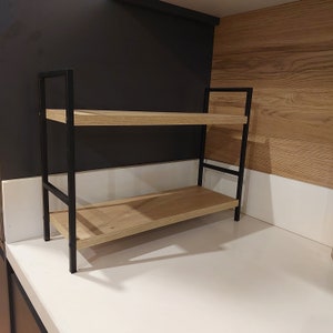 Countertop 2 Tier Spice Storage Shelf/mini Bookcase/metal Wooden Shelf ...