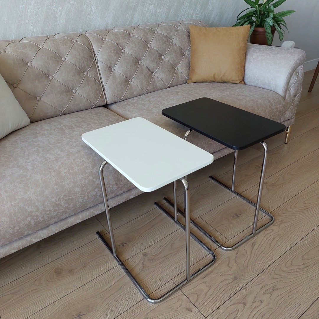 C-shaped Side Table/steel Chrome Plated Legs and Wooden Table - Etsy