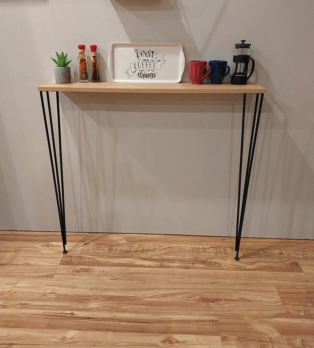 Console Slim Table With Hairpin Legs 100cm/90cm/20cm Wall Mounted ...