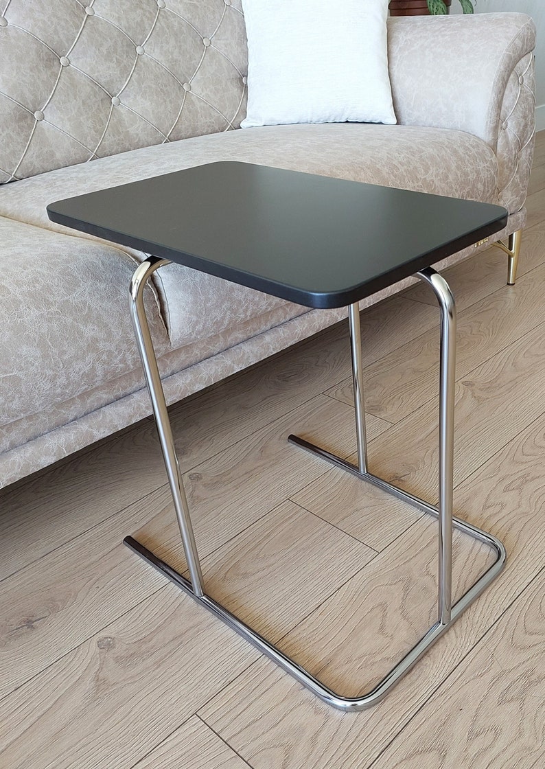 C-shaped Side Table/steel Chrome Plated Legs and Wooden Table - Etsy