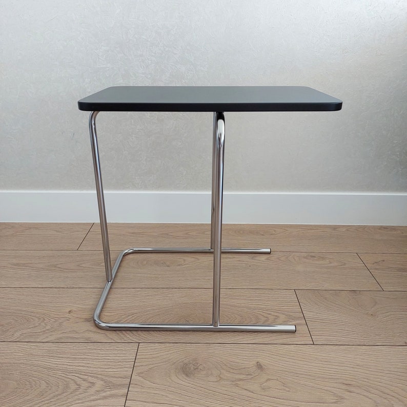 C-shaped Side Table/steel Chrome Plated Legs and Wooden Table - Etsy