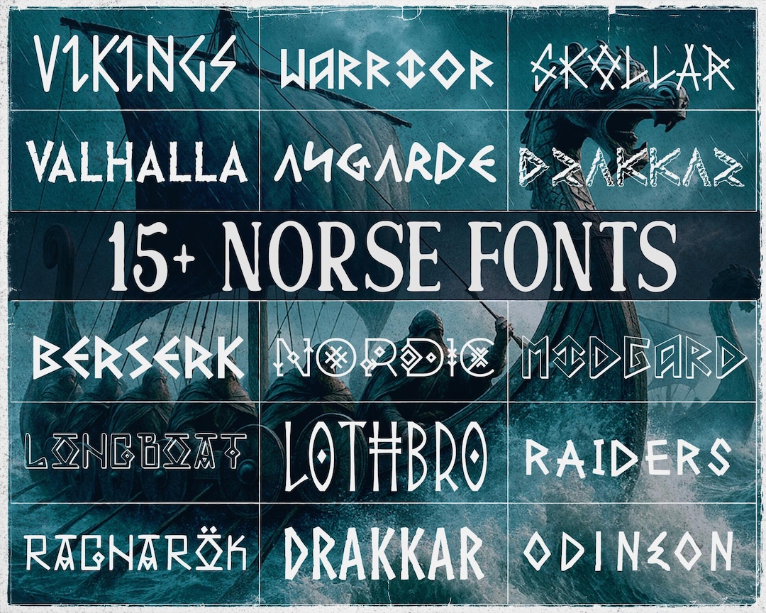 Viking Fonts Bundle – 15 Norse Fonts | Runic, Nordic, Celtic, Warrior ...