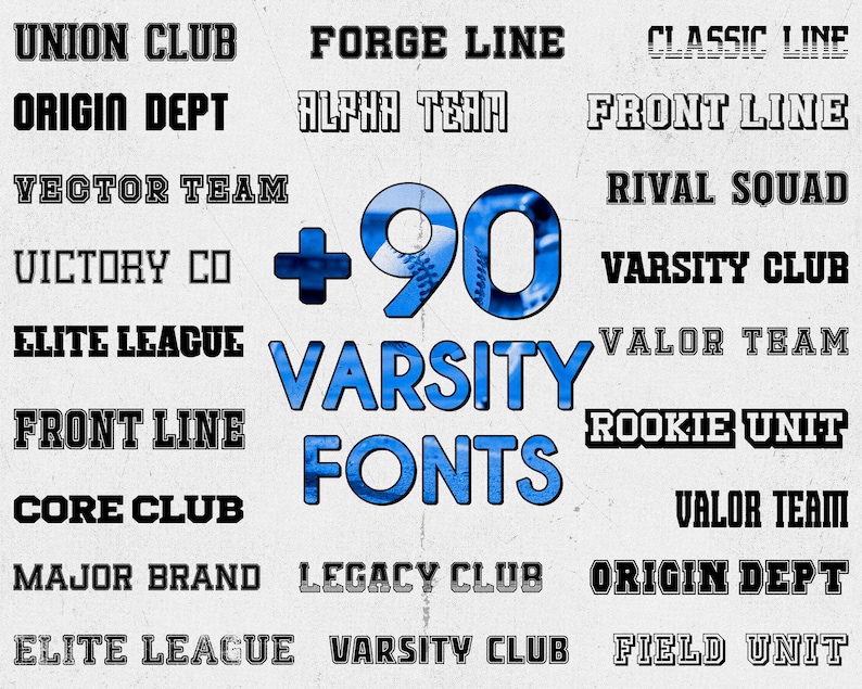 Varsity Fonts Bundle, College Font, Layered Jersey Letters, Sports Font ...