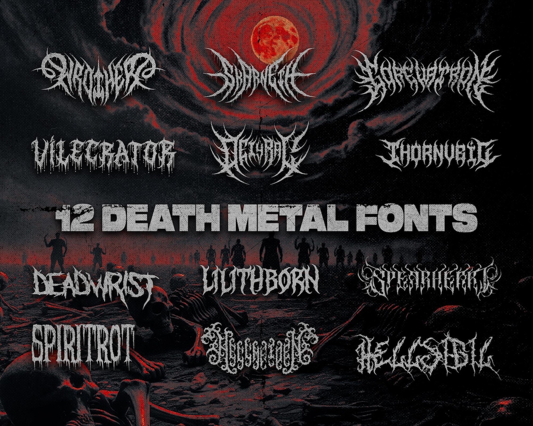 12 Premium Death Metal Fonts - Gothic, Black Metal, Horror Fonts Bundle ...