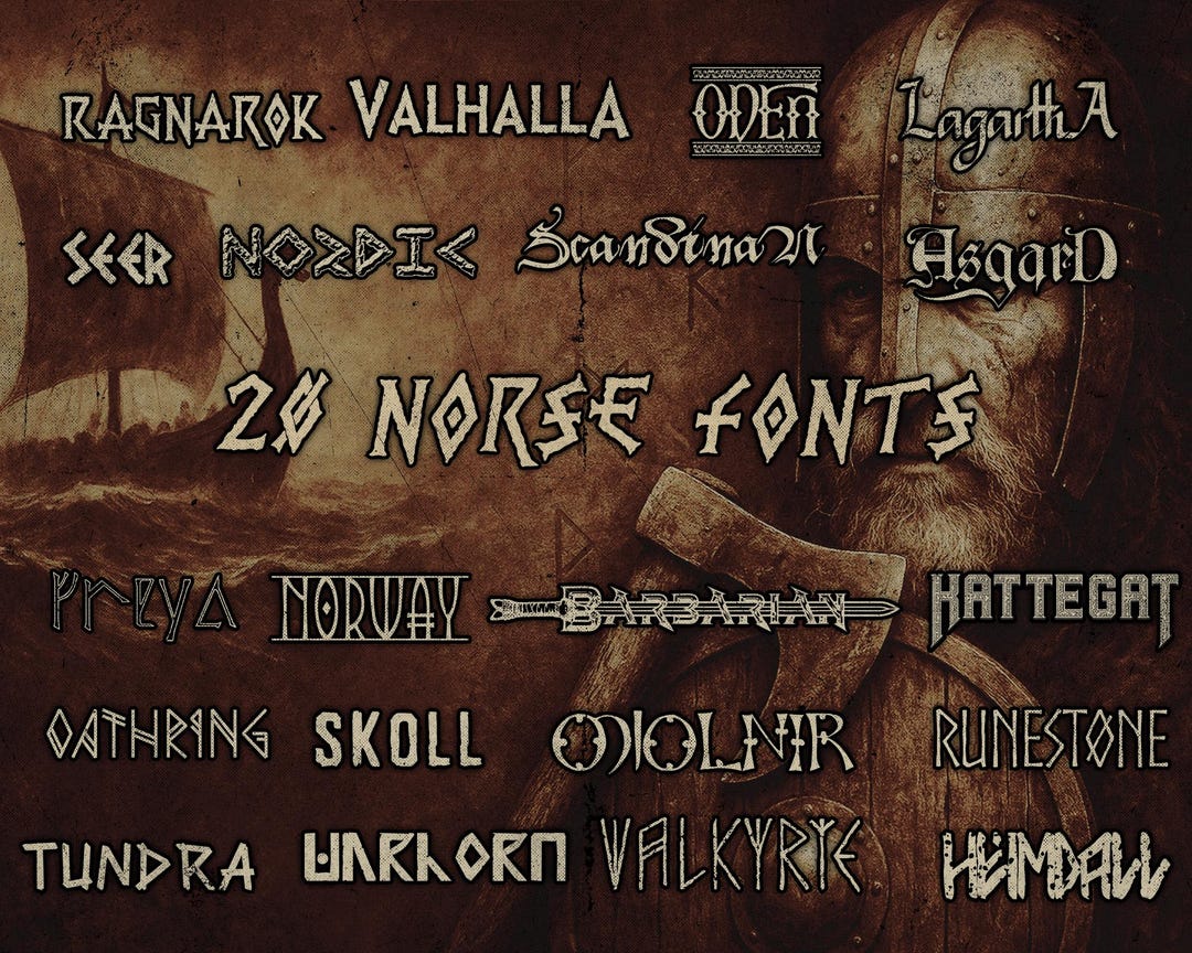 20 Viking & Norse Rune Fonts Bundle | Elder Futhark OTF TTF Runic ...