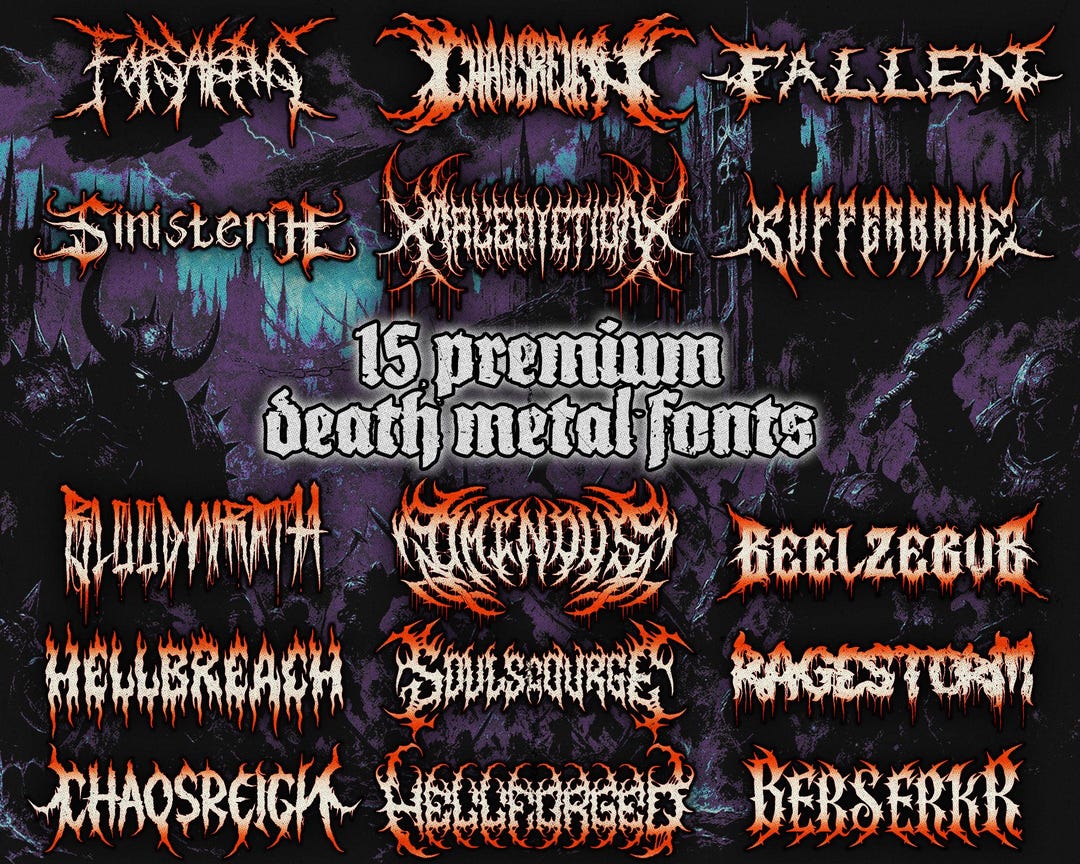 15 Premium Death Metal Fonts - Gothic, Black Metal, Horror Fonts Bundle ...
