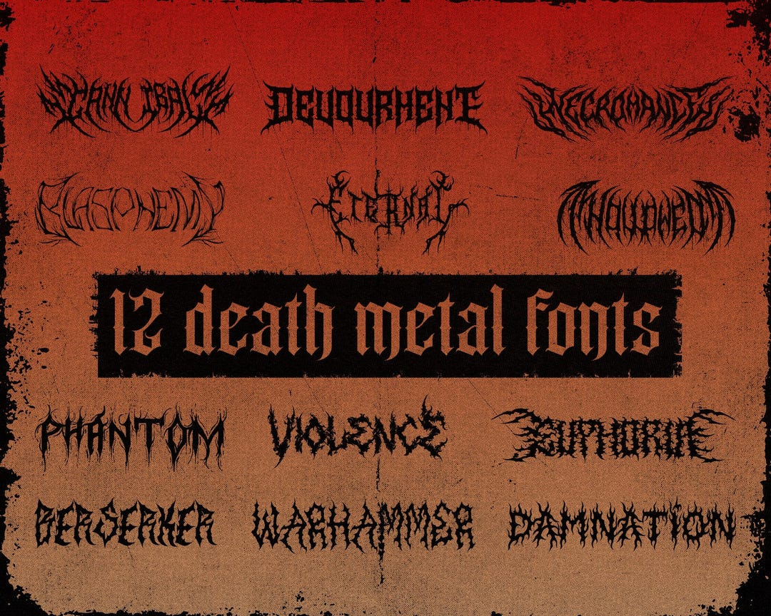 12 Premium Death Metal Fonts - Gothic, Black Metal, Horror Fonts Bundle ...