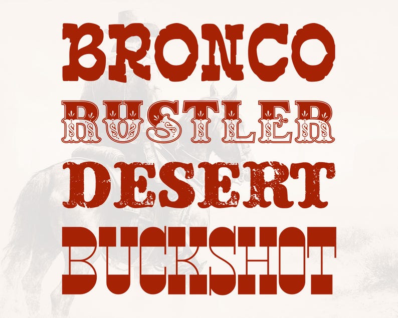 Western Font Bundle 120 Wild West Cowboy Fonts Rustic Frontier Saloon ...