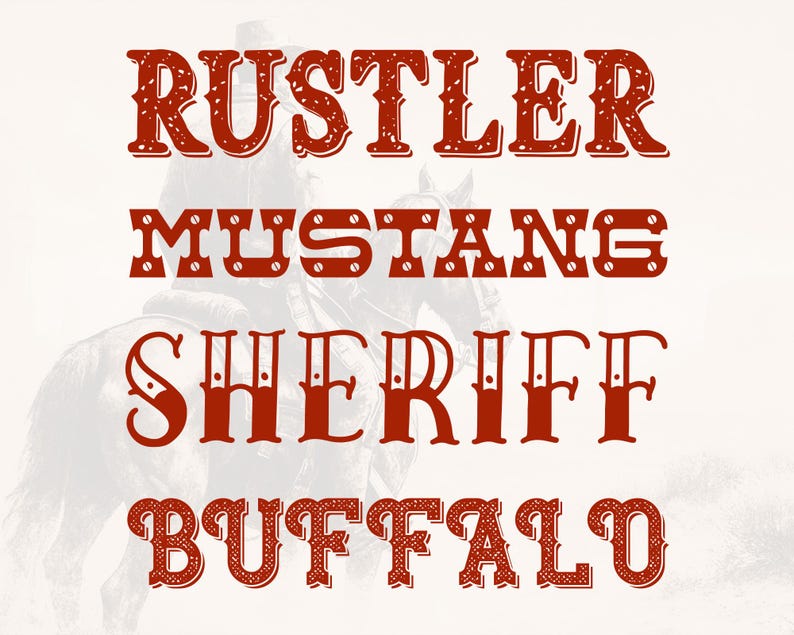 Western Font Bundle 120 Wild West Cowboy Fonts Rustic Frontier Saloon ...